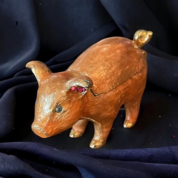 Monet | Jewelry | Vintage Monet Enamel Pig Trinket Box | Poshmark